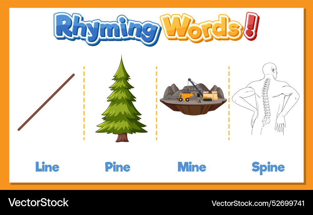 Visual representation of rhyming words Royalty Free Vector