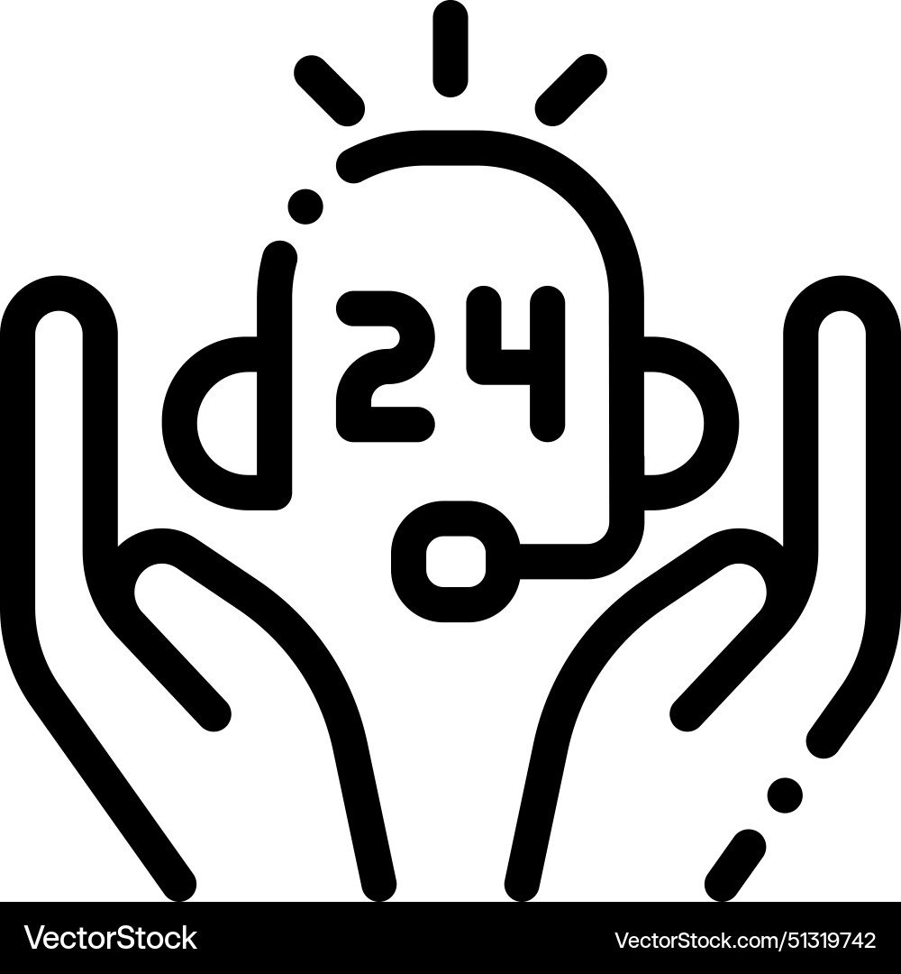 24 hours icon thin linear style design isolated Vector Image