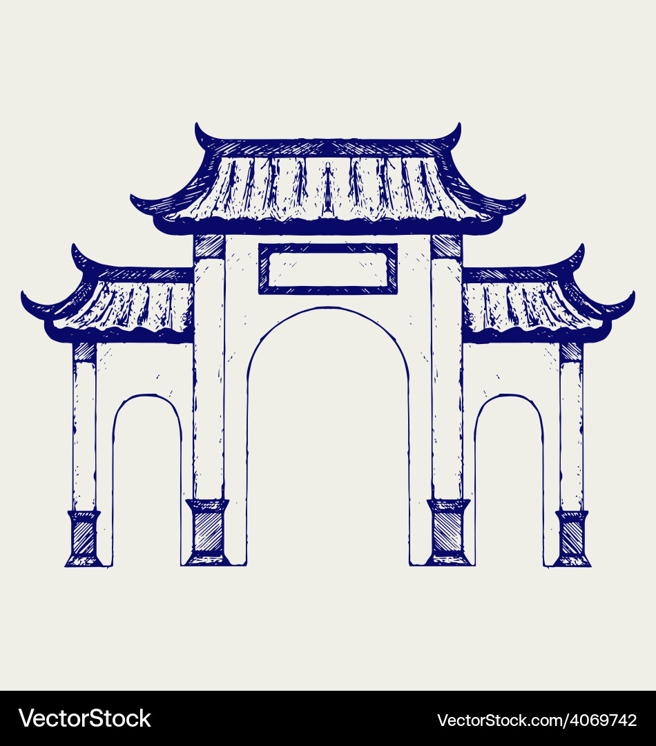 Ancient chinese gate Royalty Free Vector Image