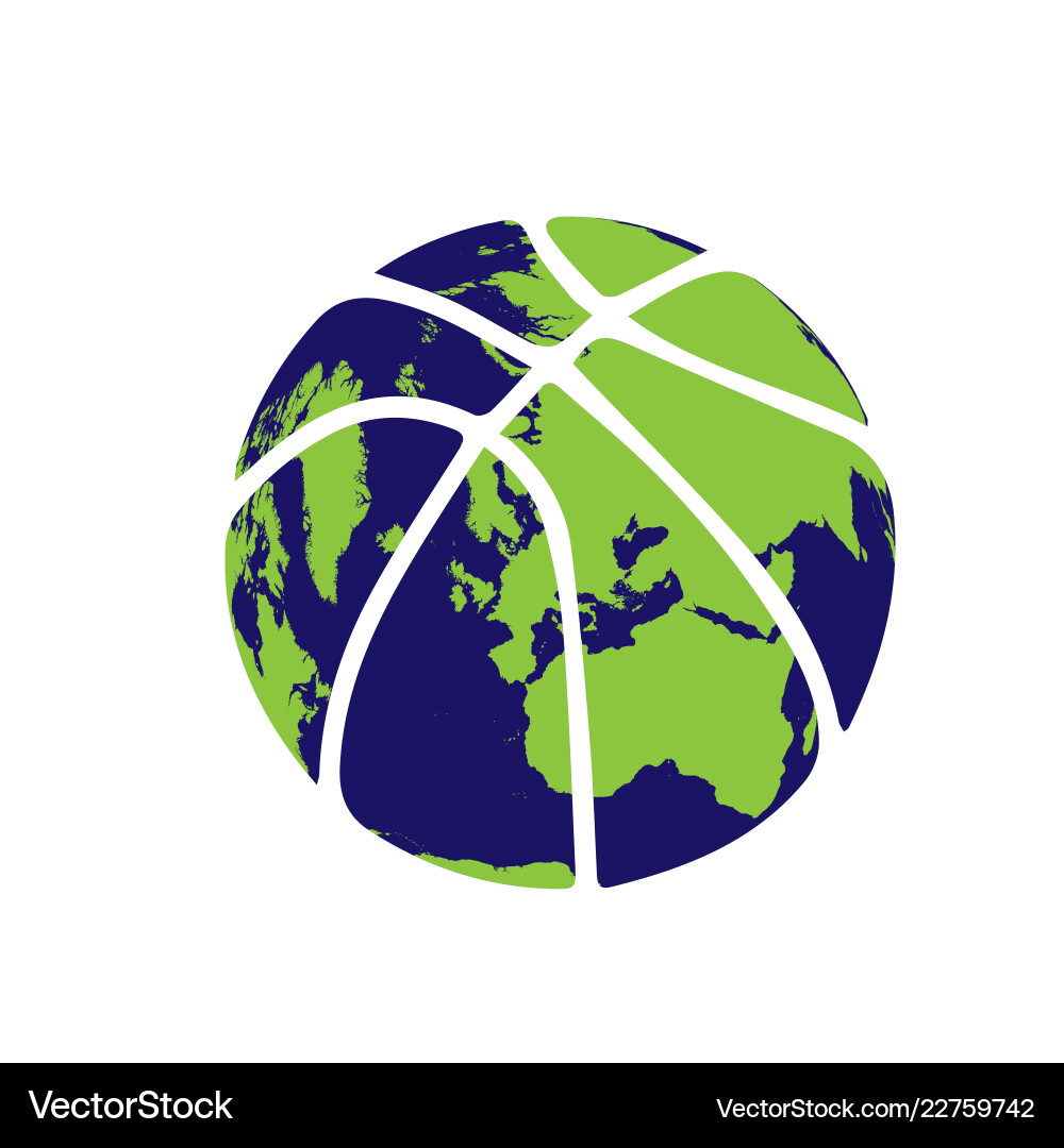 Basketball earth silhouette Royalty Free Vector Image