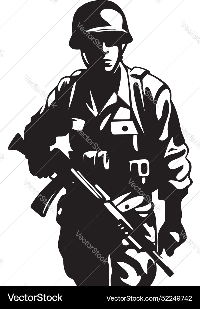 Battle ready vigilance black iconic soldier Vector Image