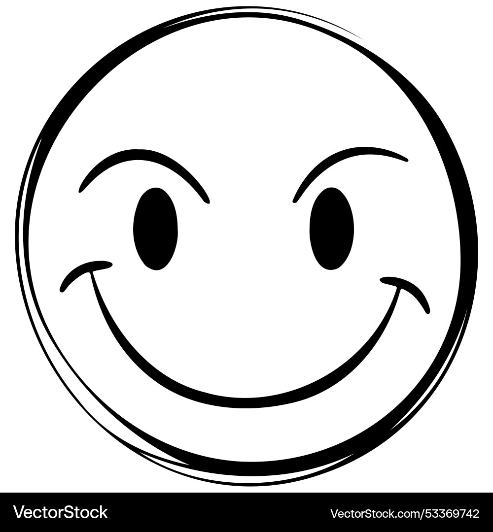 Black smiley face sketches hand drawn line Vector Image
