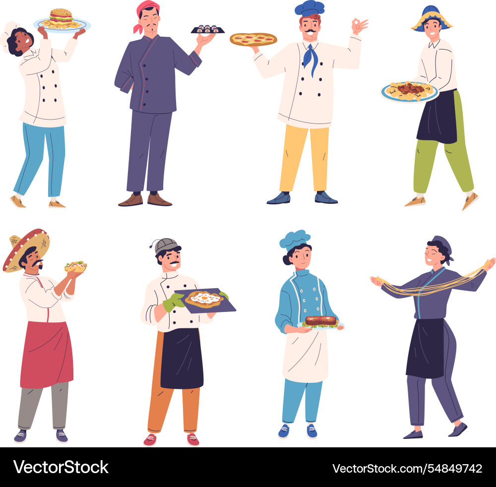 Chef country characters professional chief cook Vector Image