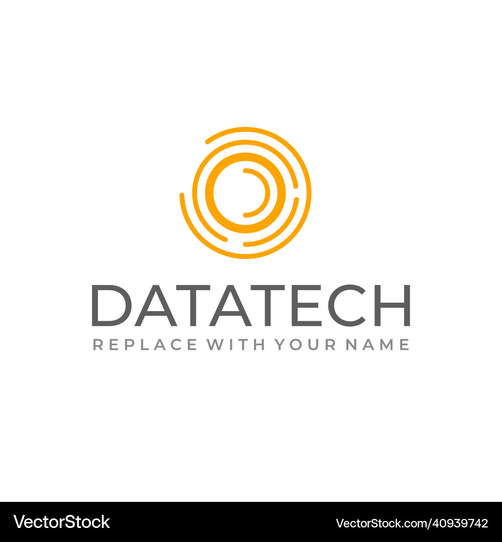 Data technology logo with a circle icon Royalty Free Vector