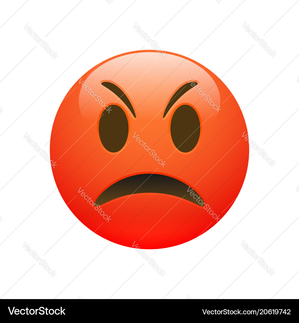 Emoji red angry sad face Royalty Free Vector Image