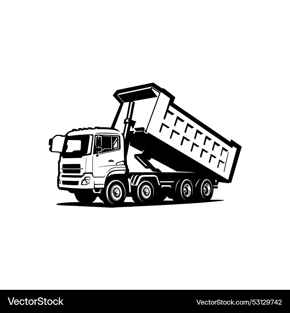 Premium dump truck monochrome tipper Royalty Free Vector