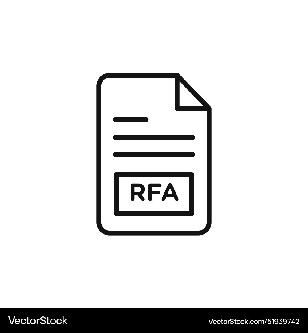 Rfa file icon logo sign outline Royalty Free Vector Image