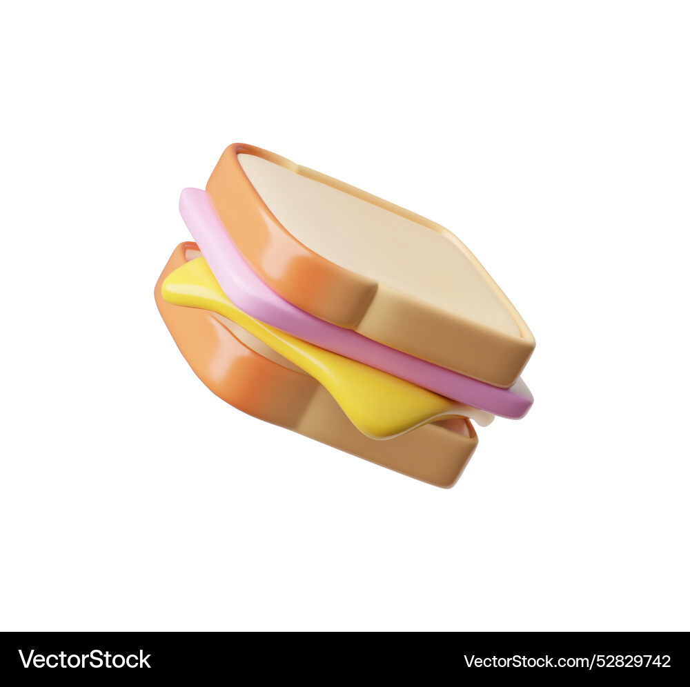 Sandwich 3d plastic style icon toasted Royalty Free Vector
