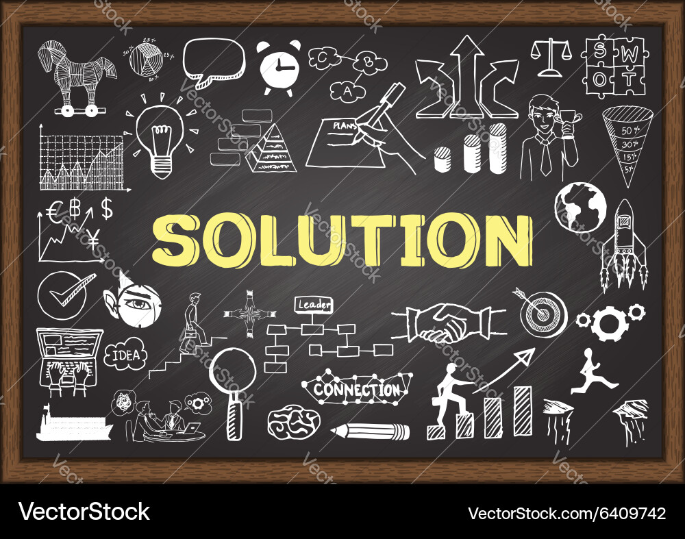 Solution on chalkboard Royalty Free Vector Image
