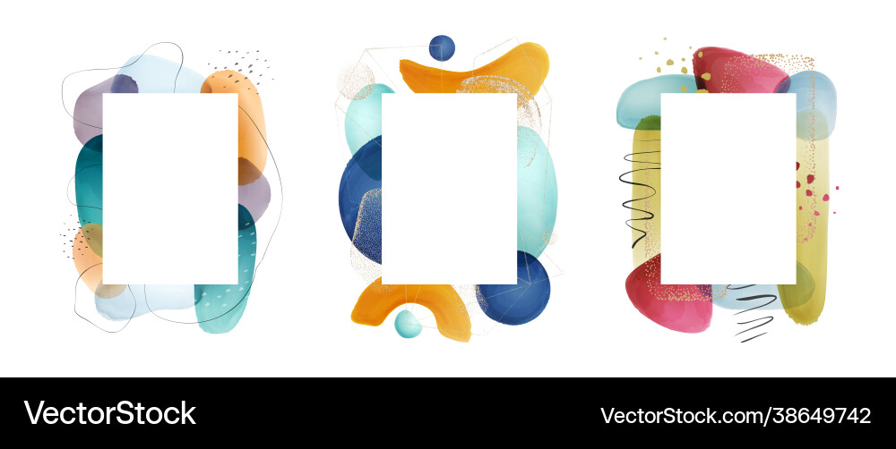 Watercolor abstract frame shapes design Royalty Free Vector