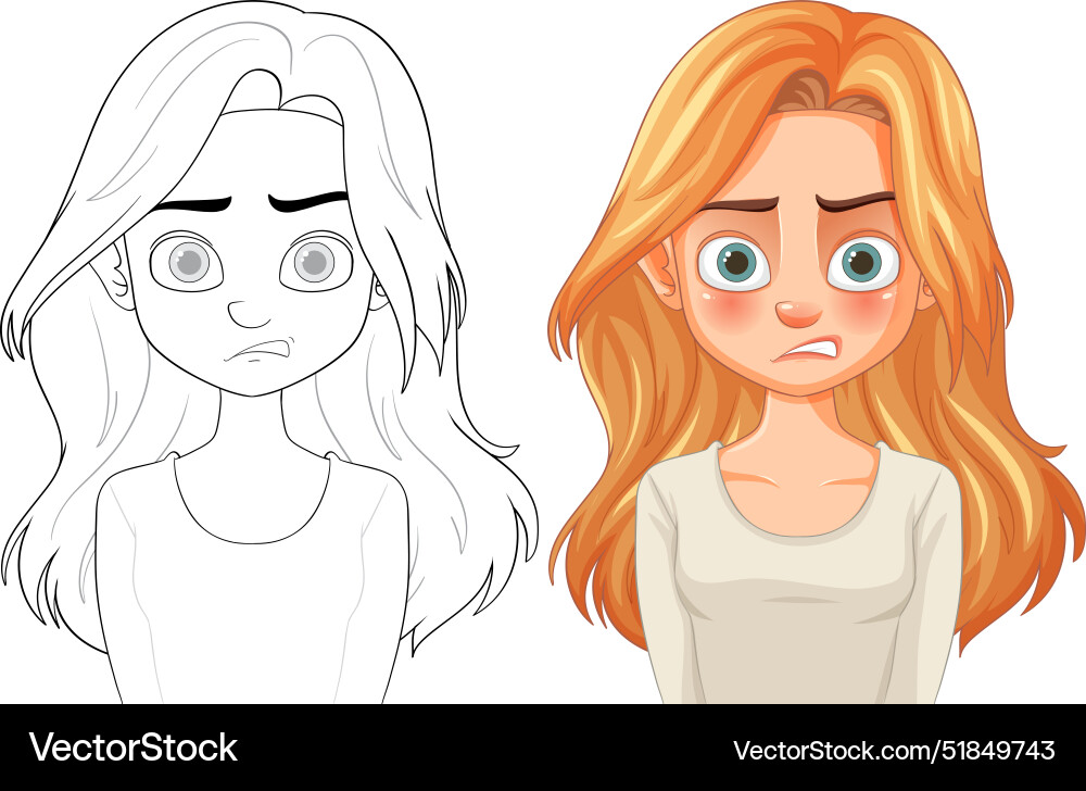 A girl with a confused expression Royalty Free Vector Image