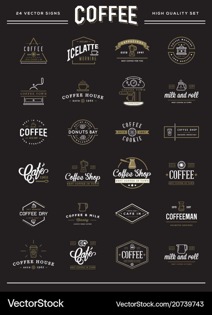 Big set of coffee elements and accessories Vector Image
