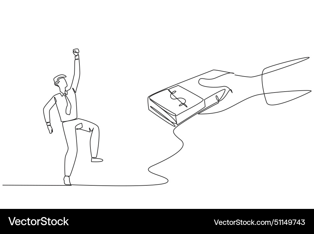 Continuous one line drawing businessman Royalty Free Vector