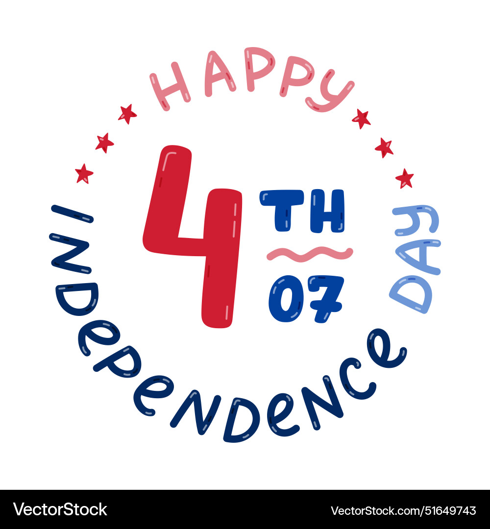 Cute hand written lettering with phrase happy 4th Vector Image