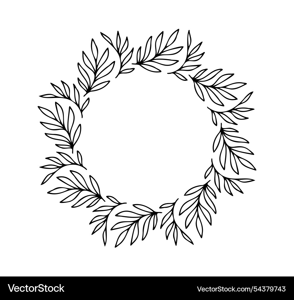 Hand drawn floral spring wreath isolated white Vector Image