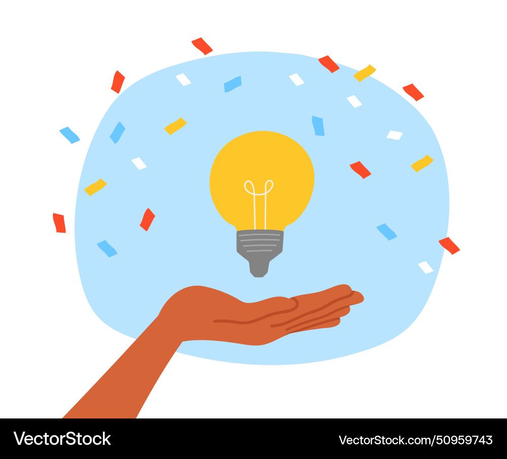 Hand with lightbulb Royalty Free Vector Image - VectorStock