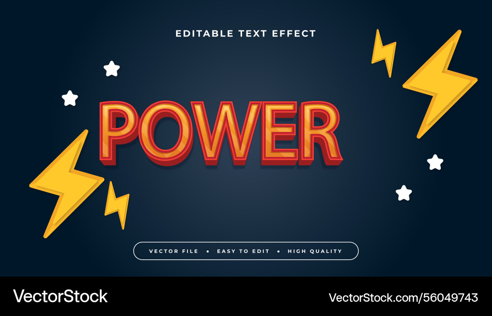Orange black and yellow power 3d editable text Vector Image