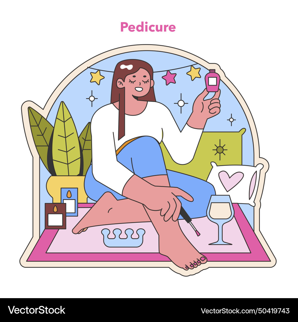 Pedicure routine flat Royalty Free Vector Image