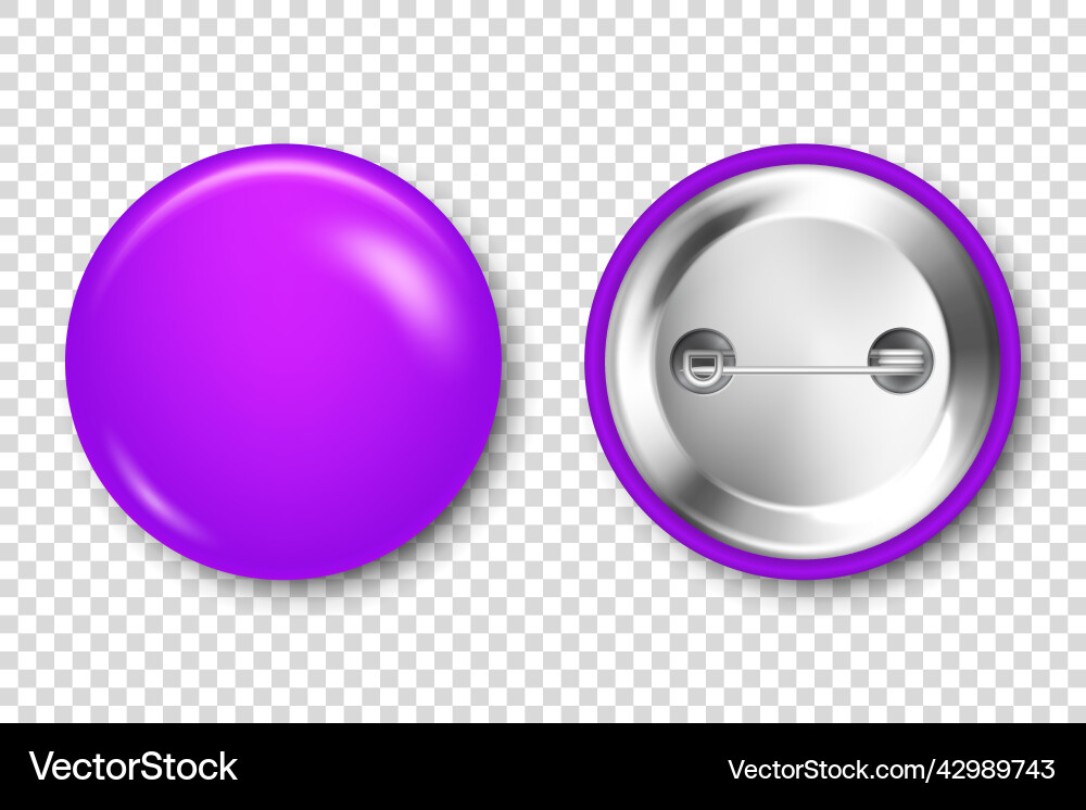 Realistic purple blank badge isolated Royalty Free Vector