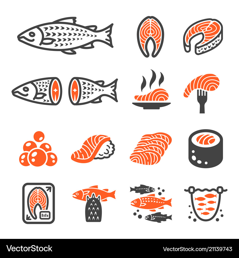Salmon icon Royalty Free Vector Image - VectorStock
