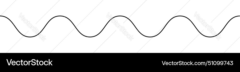 Sine wave black and white sinusoidal line Vector Image