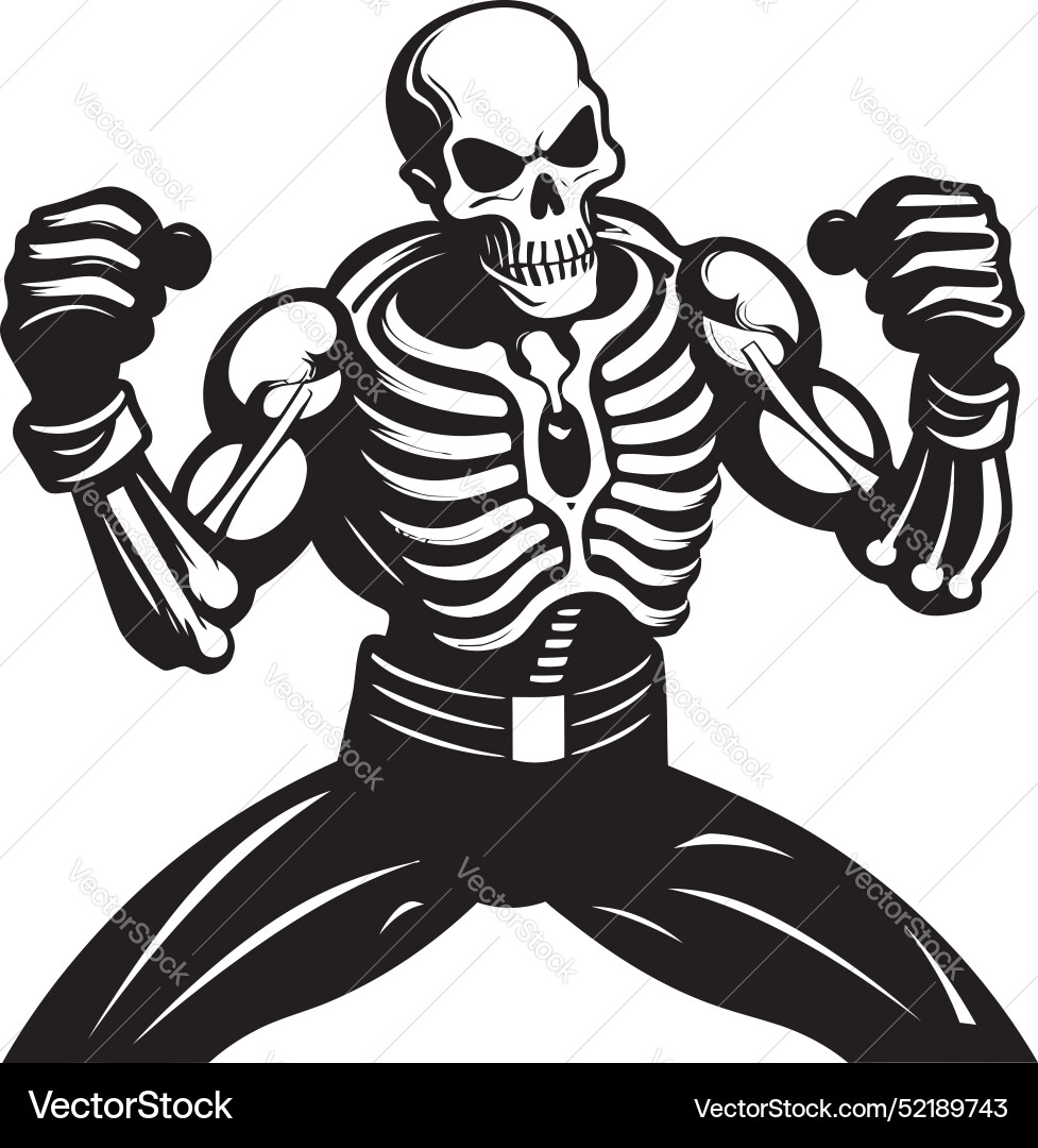 Skeletal showdown skeleton boxing black logo icon Vector Image