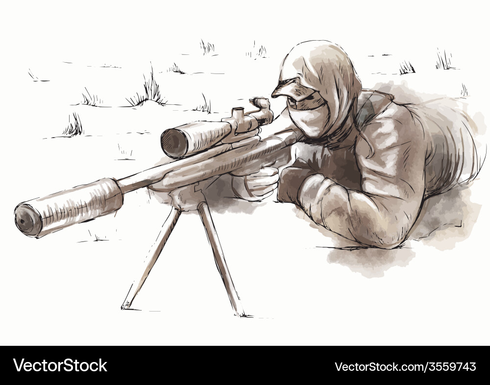 Sniper Rifle Artwork Royalty Free Vector Image
