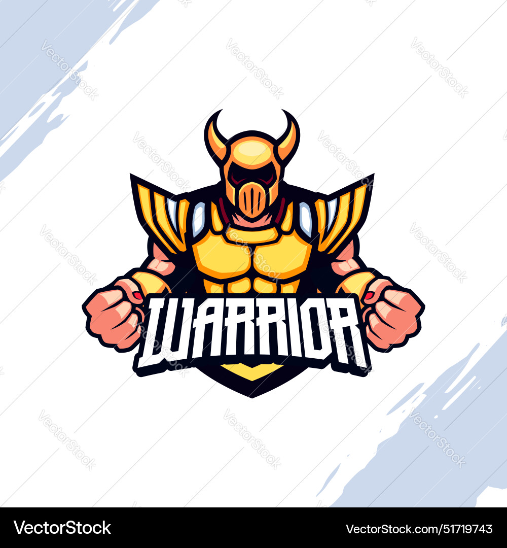 Strong warrior in golden armor mascot Royalty Free Vector