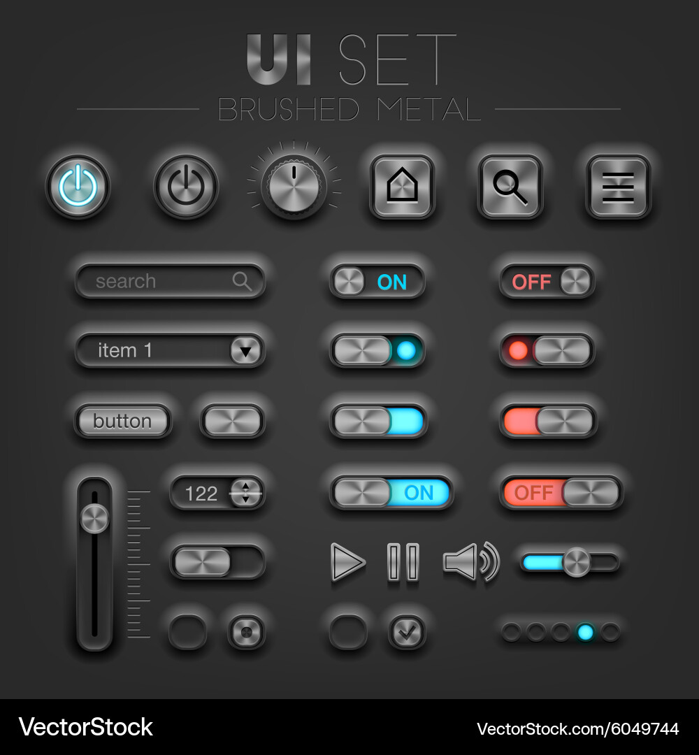 Brushed metal dark ui Royalty Free Vector Image