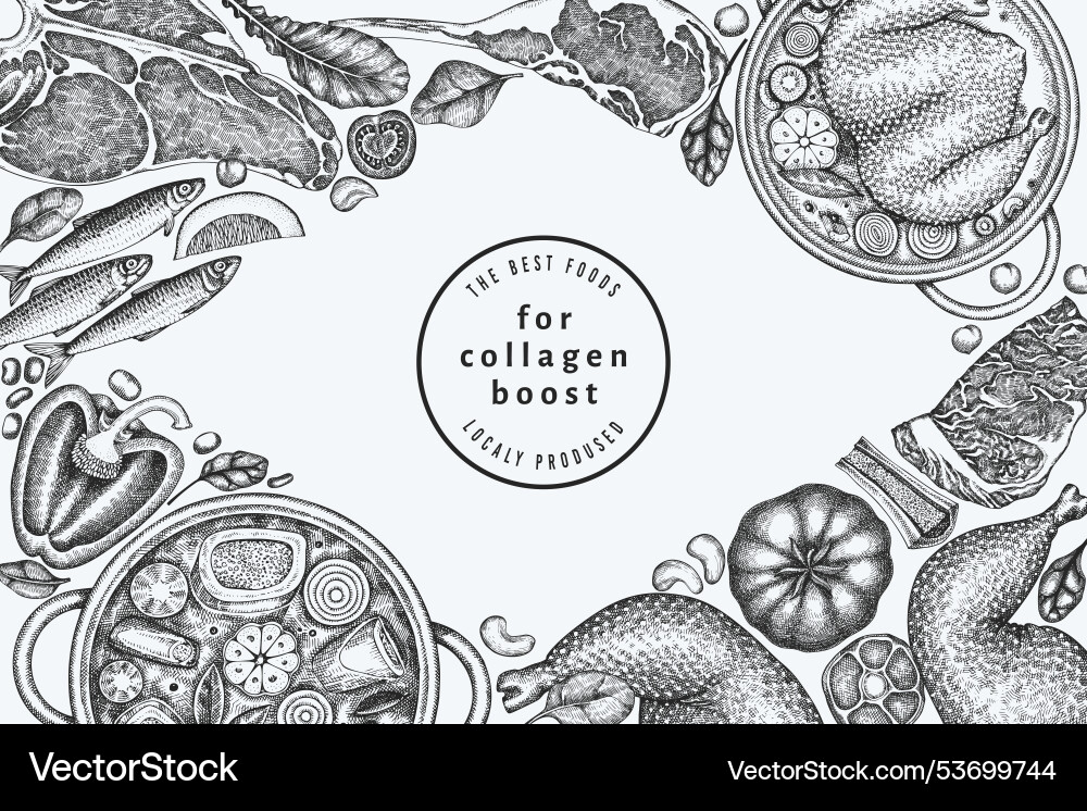 Collagen diet design template hand drawn healthy Vector Image