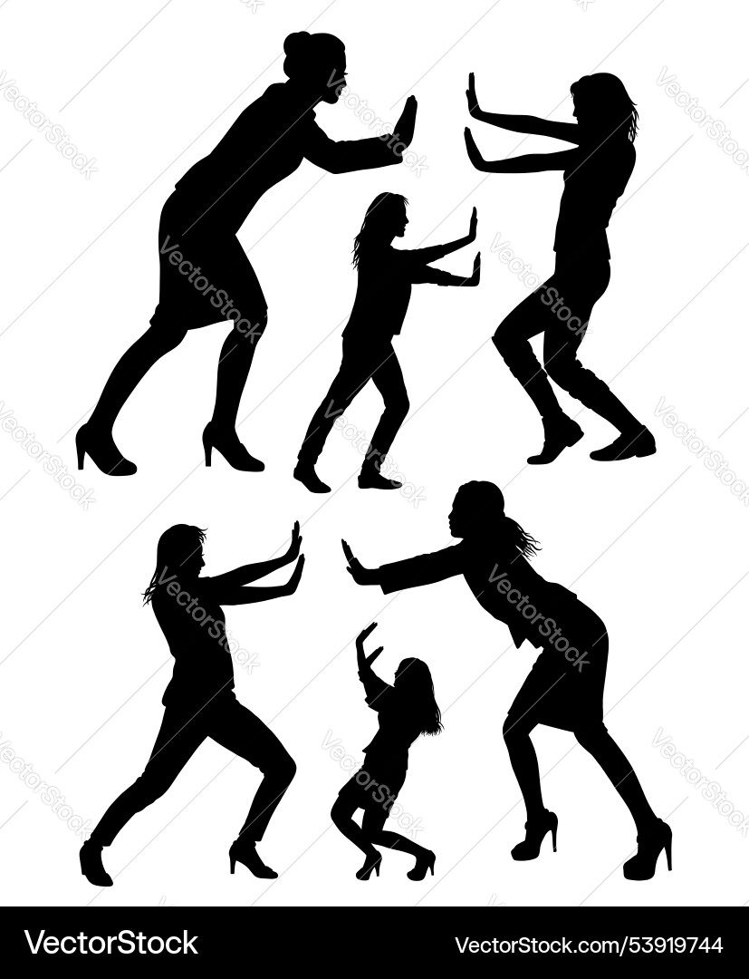 Female pushing pose black silhouette – Royalty-Free Vector | VectorStock
