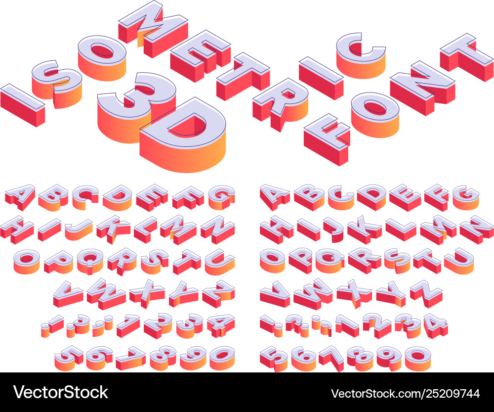 Isometric 3D Letter Cube Font Royalty Free Vector Image