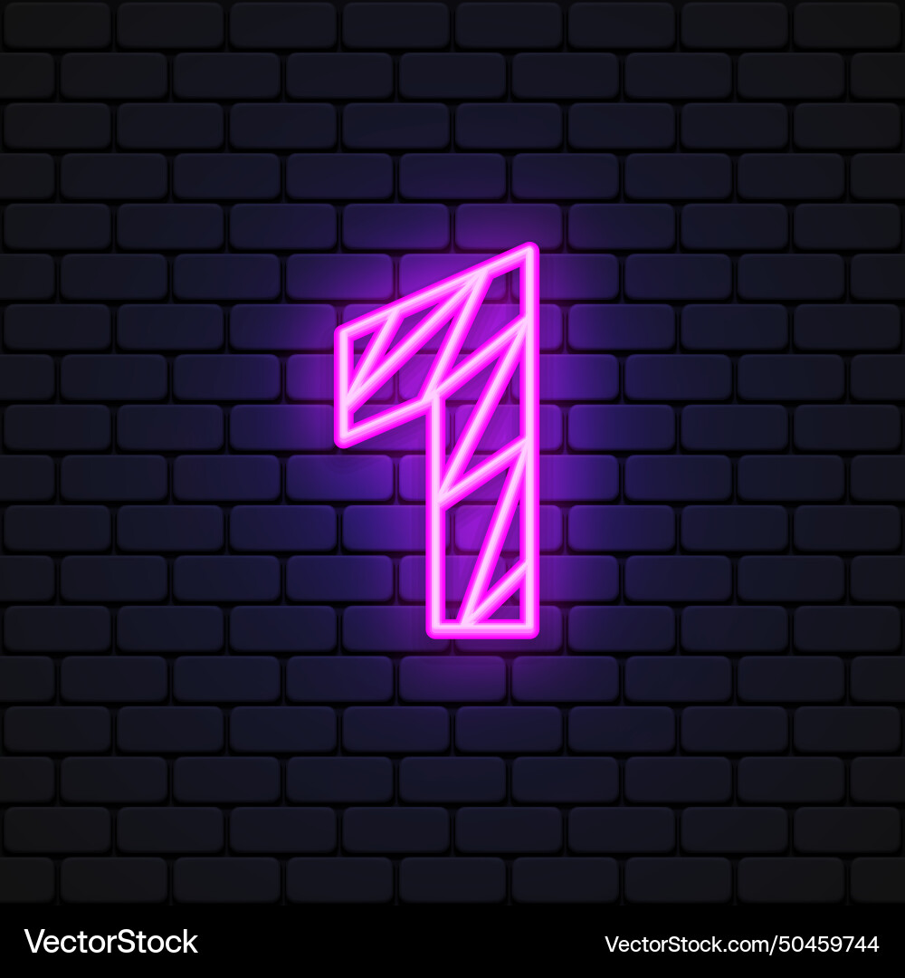 Realistic font with blue one neon number on light Vector Image