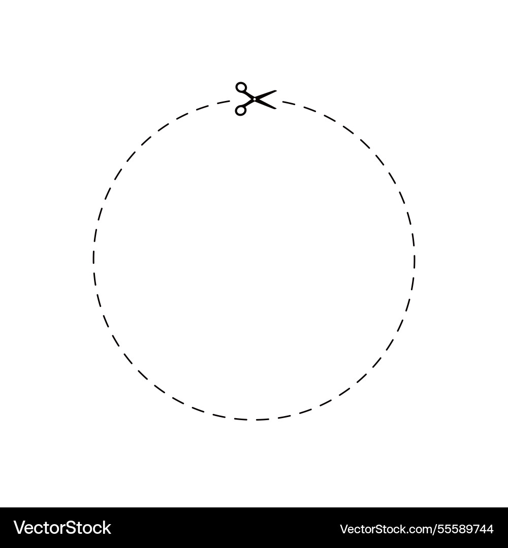 Scissor with dash cut line black dots border Vector Image