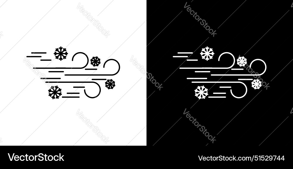 Snow blowing icon set snowflake cold breeze Vector Image