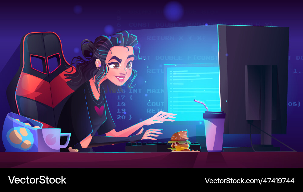 Software programmer girl office work design Vector Image