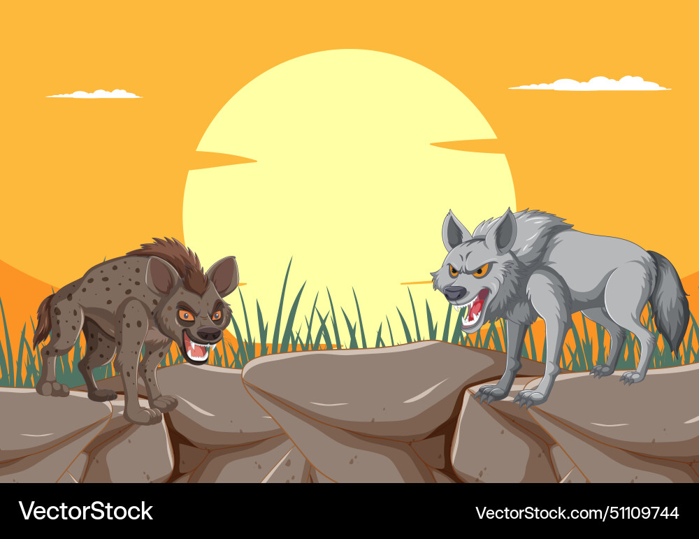 Two predators face off in a tense encounter Vector Image