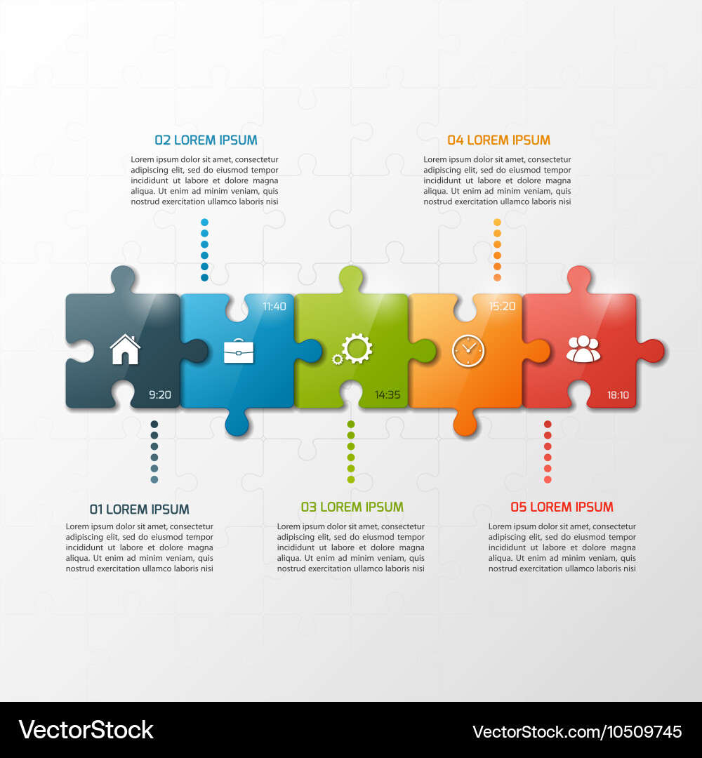 5 steps puzzle style infographic template Vector Image