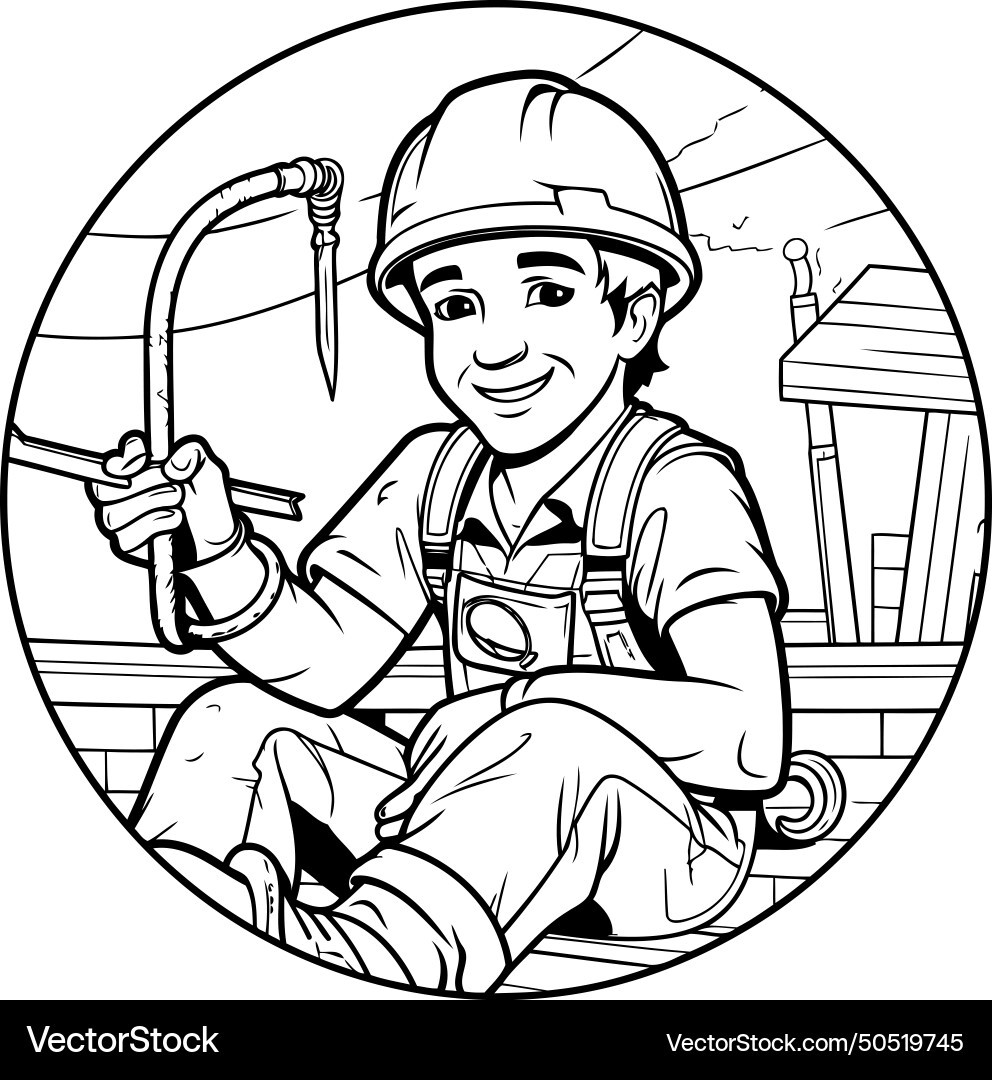 A construction worker with drill set inside Vector Image