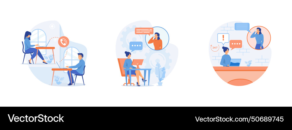 Call center hotline operator concept Royalty Free Vector