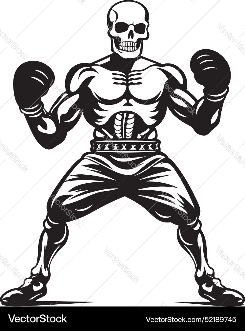 Death match skeleton boxing black logo design Vector Image