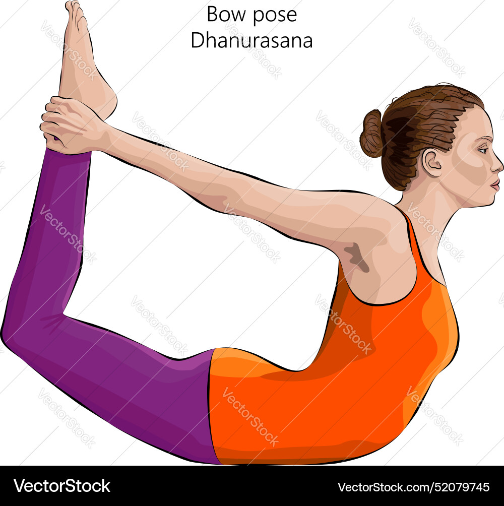 Dhanurasana yoga pose Royalty Free Vector Image