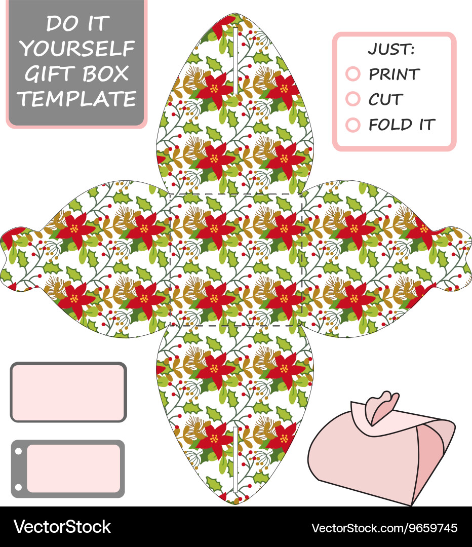 Favor gift box die cut template Royalty Free Vector Image