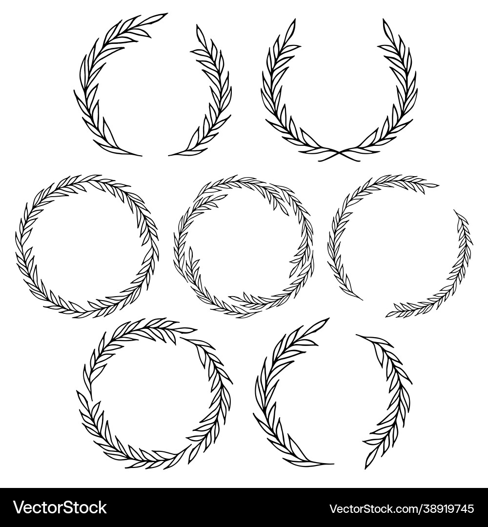 Laurel wreath bundle decorative floral leaf frame Vector Image