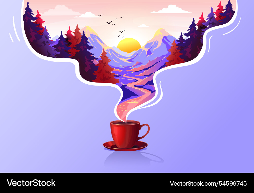 Morning coffee breakfast tea cup creative Vector Image