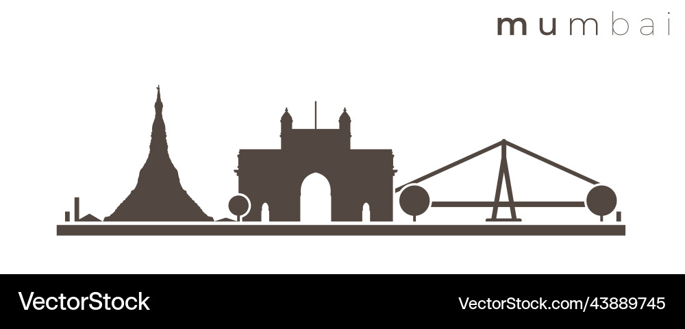 Mumbai simple monochrome stylish skyline Vector Image