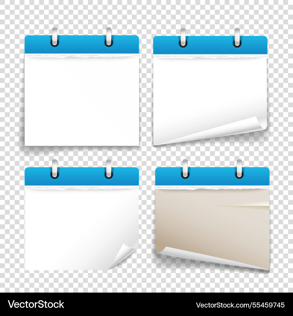 Paper diary on transparent background collection Vector Image