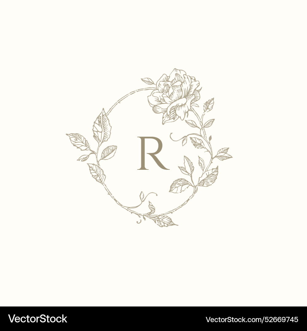 Roses frame monogram oval flower frame Royalty Free Vector