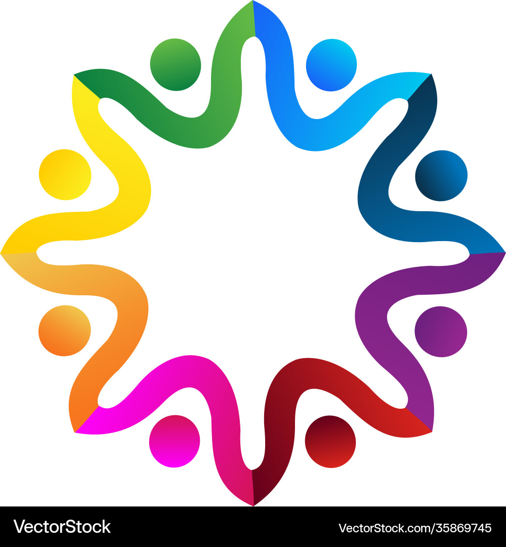 Social media team hug people logo image Royalty Free Vector