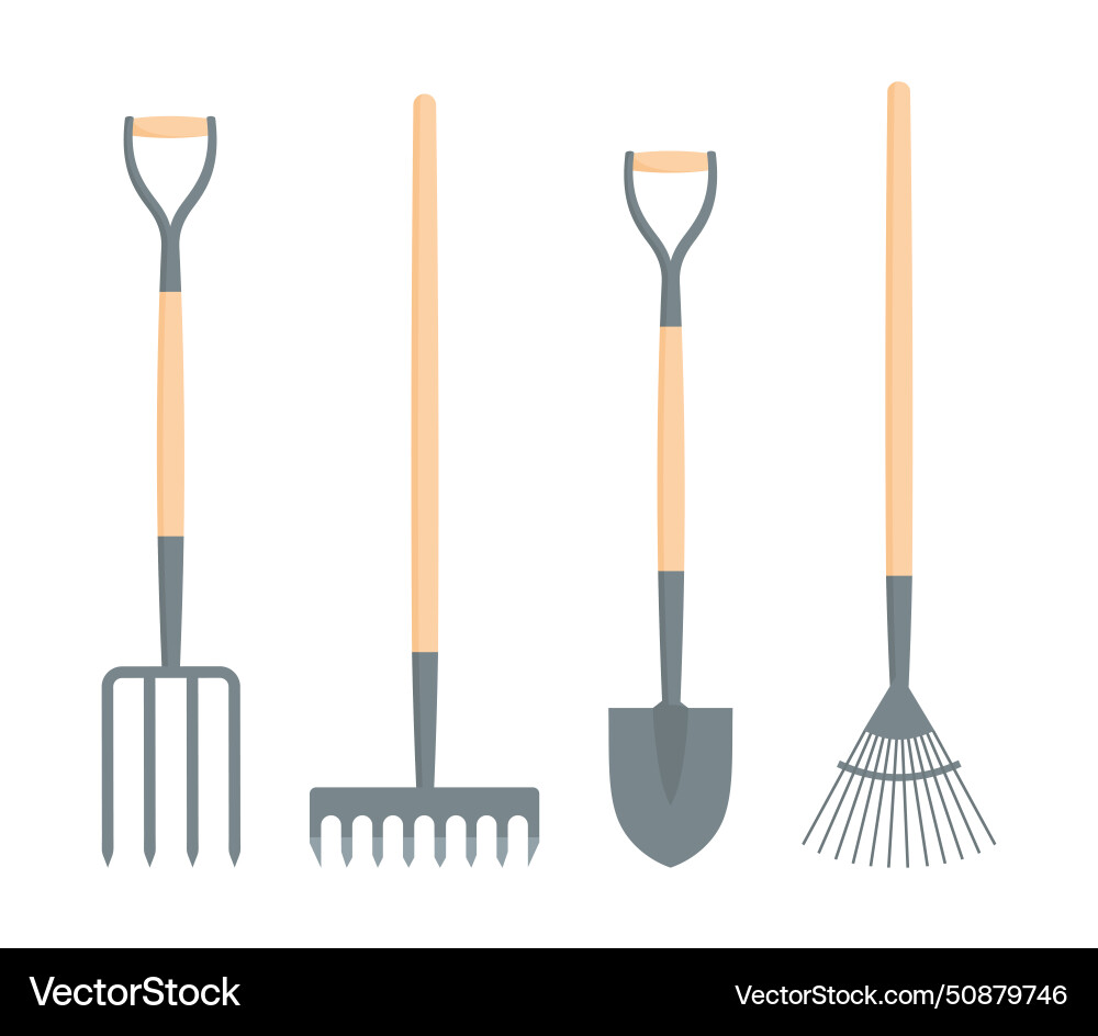 A set of garden tools digging spade fork Vector Image